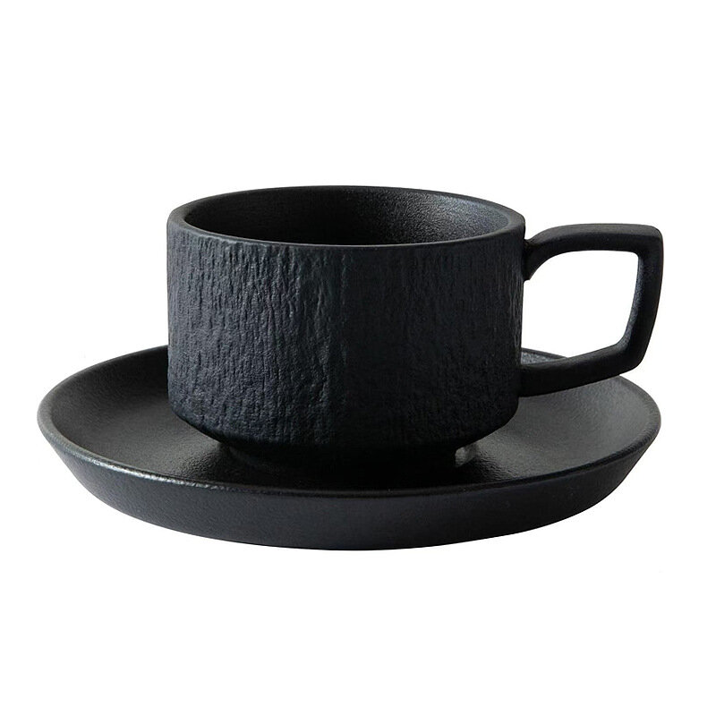 Элитный черно-белый керамический набор чашки и блюдца с роскошным дизайном, идеально подходит для кофе, завтрака и послеобеденного чая, с узором в виде камня.