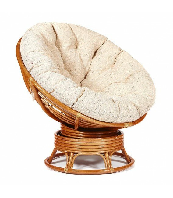 Кресло-качалка PAPASAN/папасан w 23/01 B /с подушкой/ 115х78х104 см, Cognac (коньяк), ткань Старт