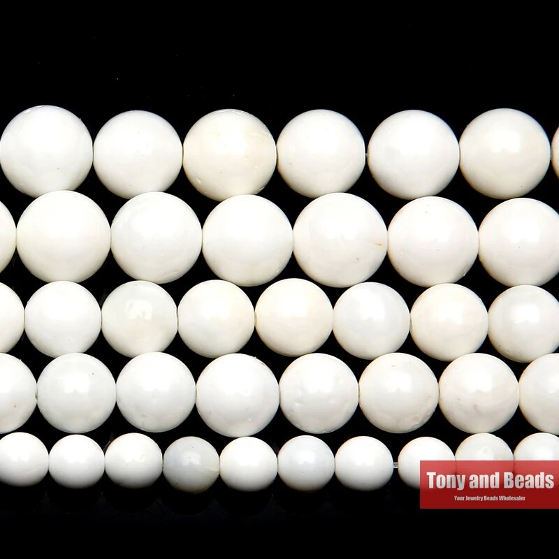 Бусины из белого коралла Tony and Beads 4-12 мм 4mm 85 to 95pcs