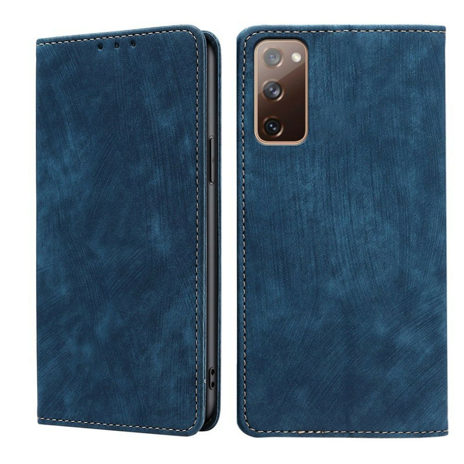 Чехол-книжка MyPads для Samsung Galaxy S20 FE 2022 синий мягкое прикосновение