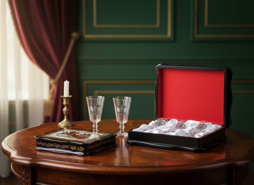 Набор хрустальных лафитников Русская тройка