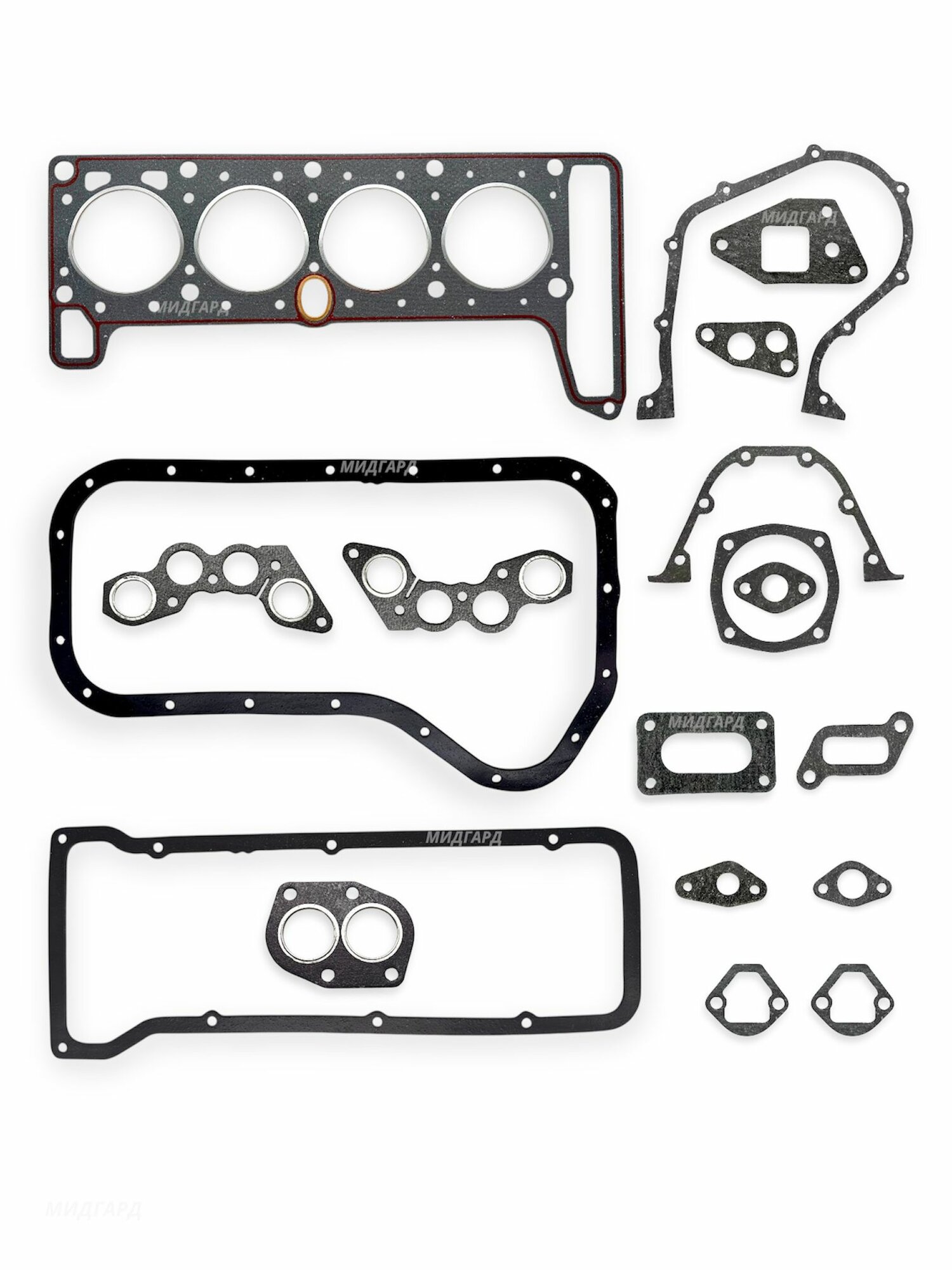 Комплект прокладок двигателя ВАЗ-2101, 2103, 2107 (пгбц с герметиком) полный (16 наименований)