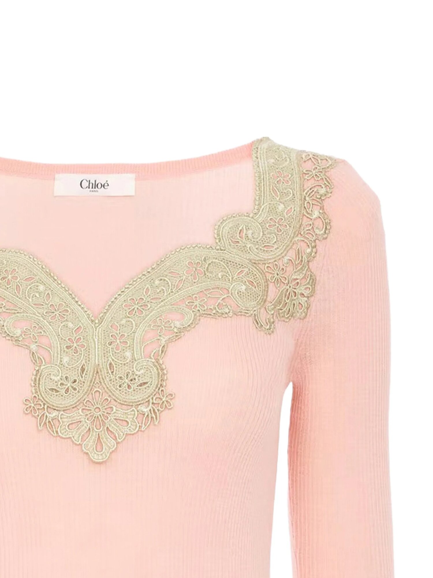 Свитер Chloe Lace ribbed sweater, размер L, , розовый — фото 1