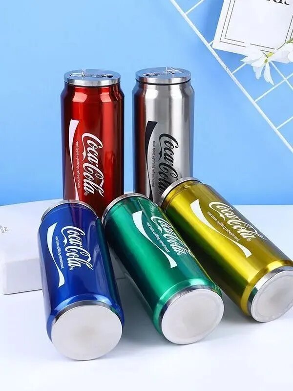 Термокружка Coca-Cola, 0.5 л, стальная, зеленая, вакуумная, для напитков, термос для кофе и чая — фото 1