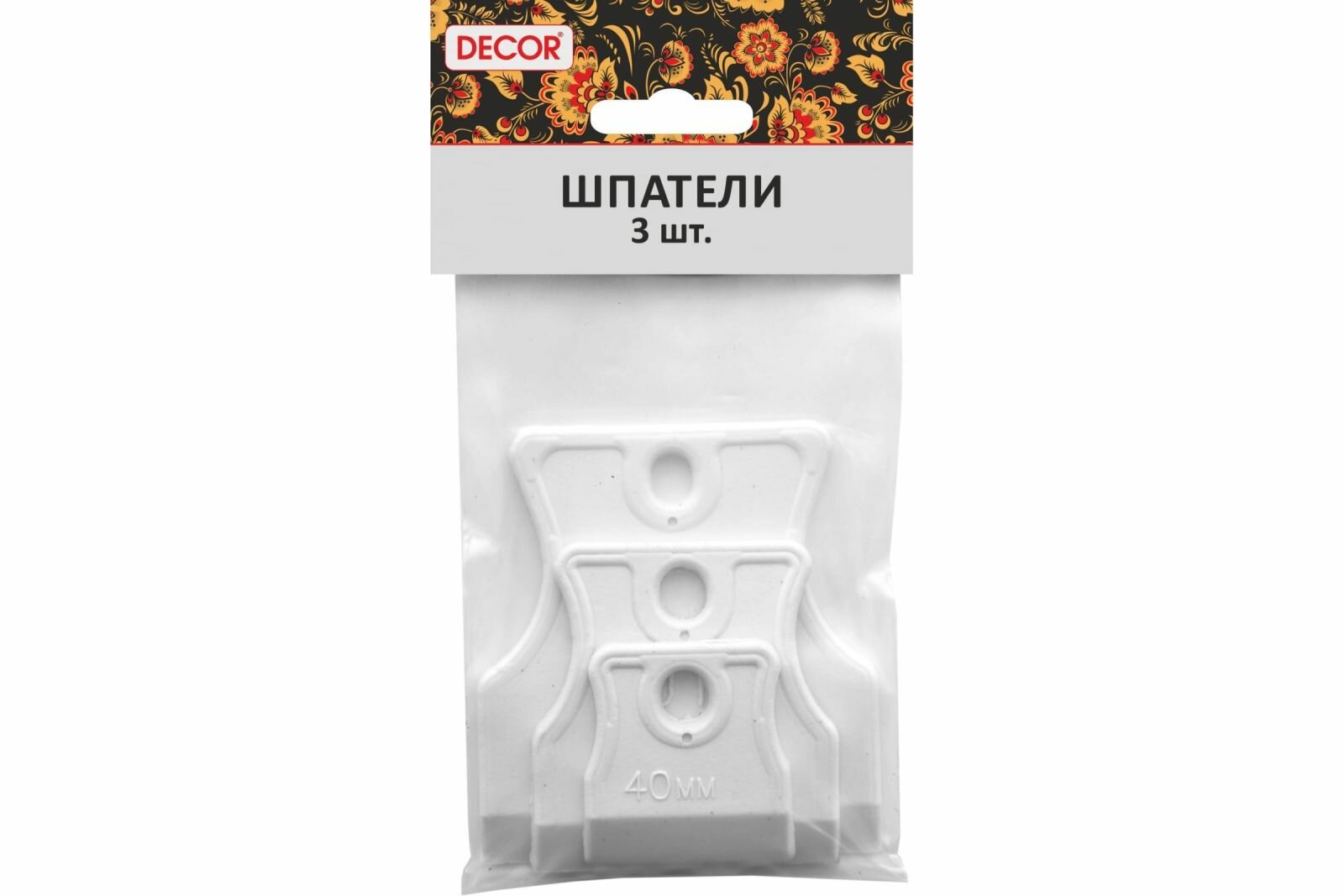Шпатель DECOR размеры 40/60/80 мм, резиновый, набор 3 штуки (308-0009)