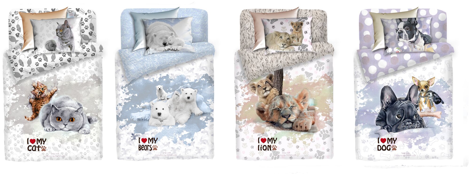 Комплект постельного белья 1,5 спальный Mona Liza I Love my DOG нав(1) 50*70 сатин