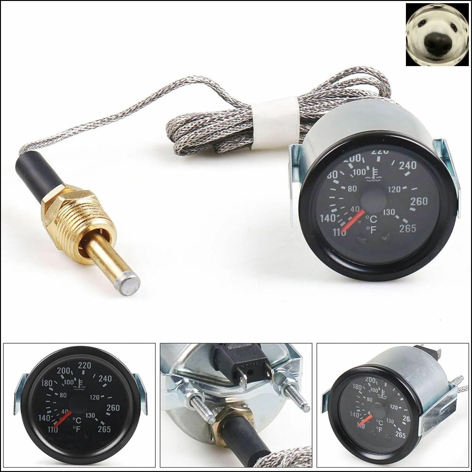 Надежный механический датчик температуры ОЖ, 52мм. Для МТЗ, КАМАЗ, УАЗ. Двойная шкала / , с капилляром 1.8м.