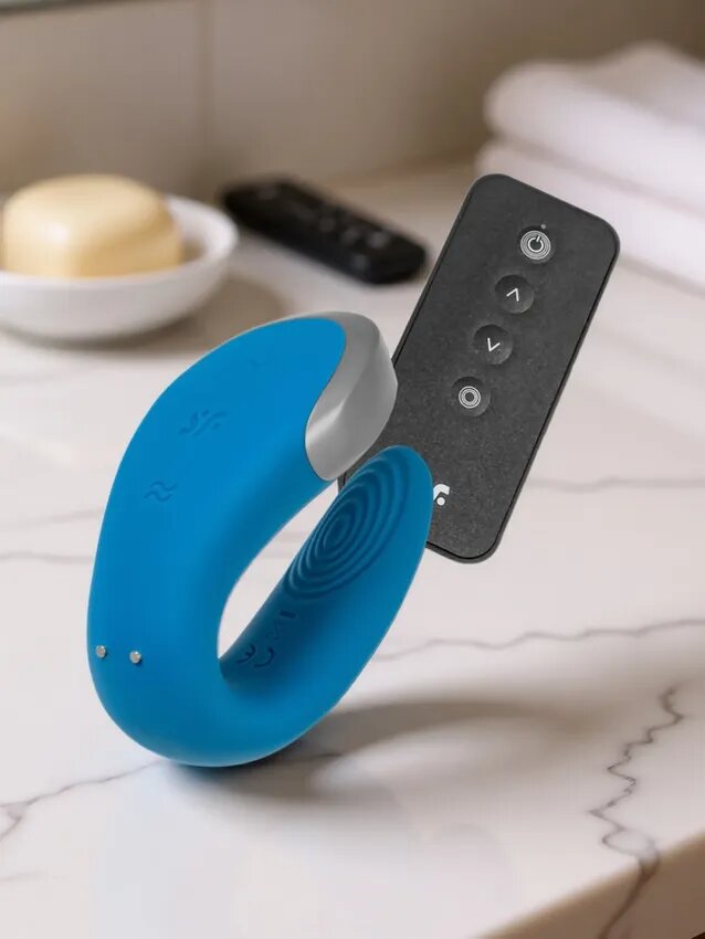 Стимулятор для пар Satisfyer Double Love Connect App с пультом ДУ, 10 режимов, 9 см(в пакете)