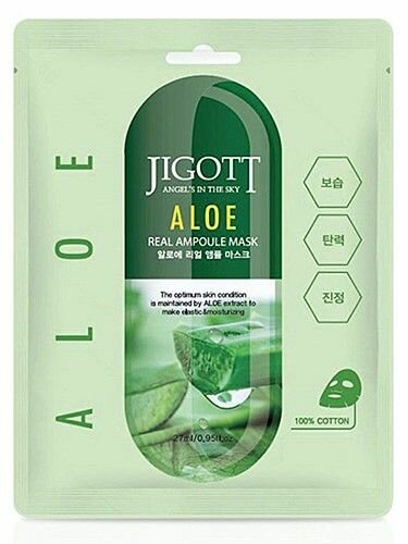 Ампульная маска для лица с экстрактом алоэ Jigott Aloe Real Ampoule Mask 27 мл, Ю. Корея