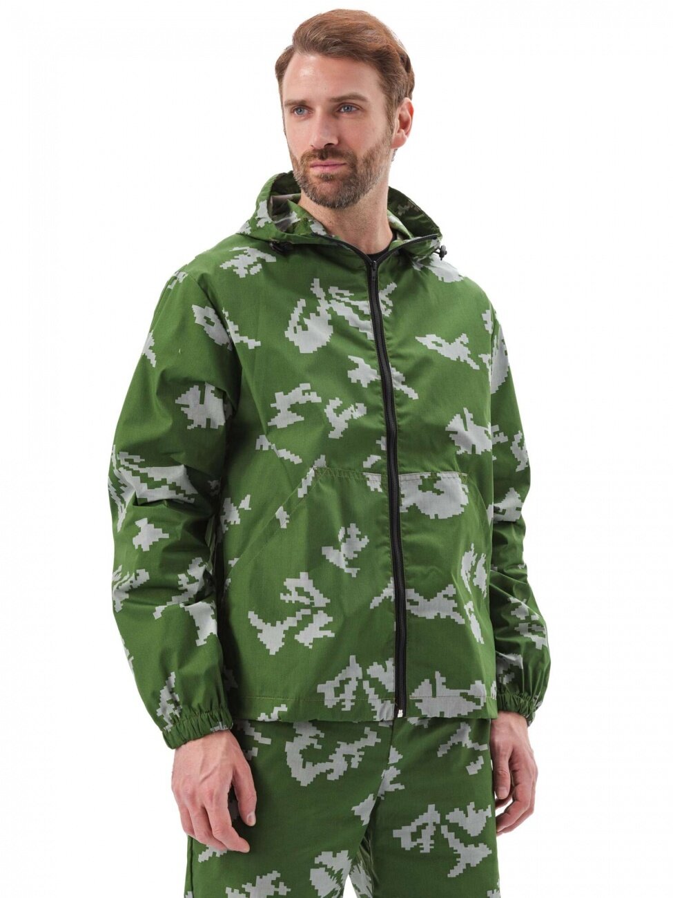 Костюм "МАСКХАЛАТ" куртка/брюки, цвет: кмф "Граница зеленый", ткань: Сорочечная, 44-46, 182-188