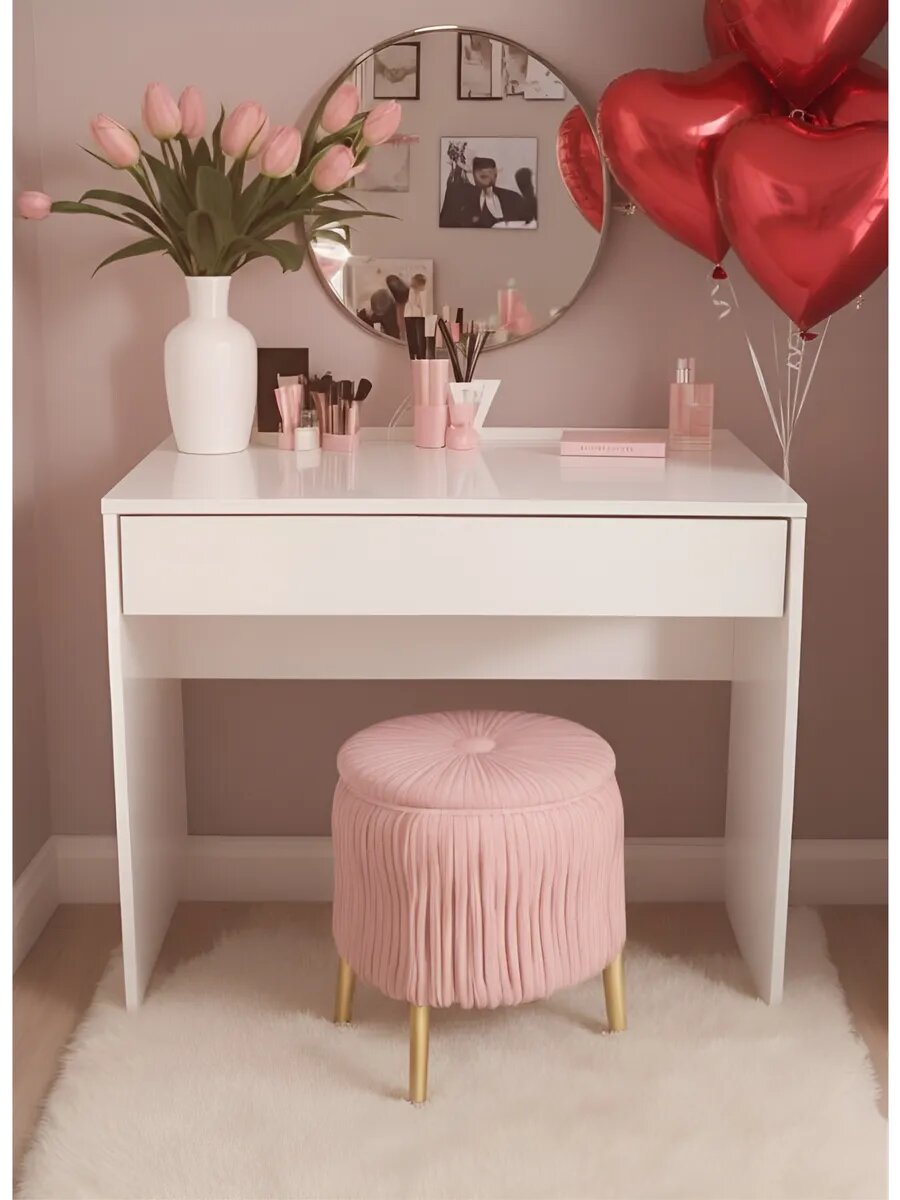 Туалетный столик с ящиком гримерный, для макияжа, столик в комнату, стол , письменный стол, компьютерный, прямоугольный