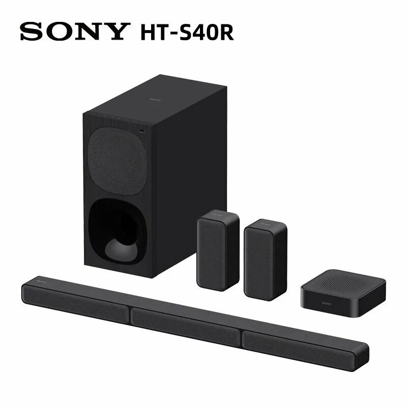 5.1-канальная звуковая панель Sony HT-S40R поддерживает Bluetooth, USB, беспроводной объемный звук, черный