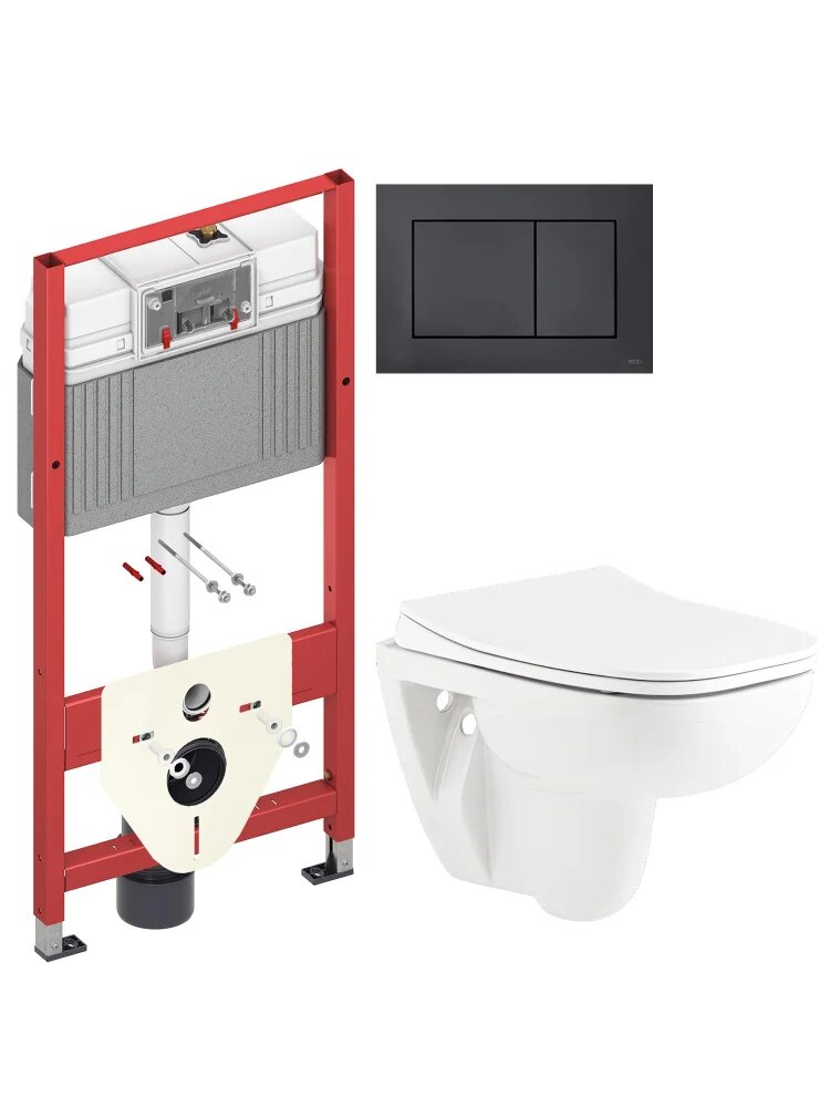 Комплект 3 в 1 Унитаз подвесной Seramiksan Petite A101002H / Сиденье AG50006 / Инсталляция с кнопкой TECE Now 9400414