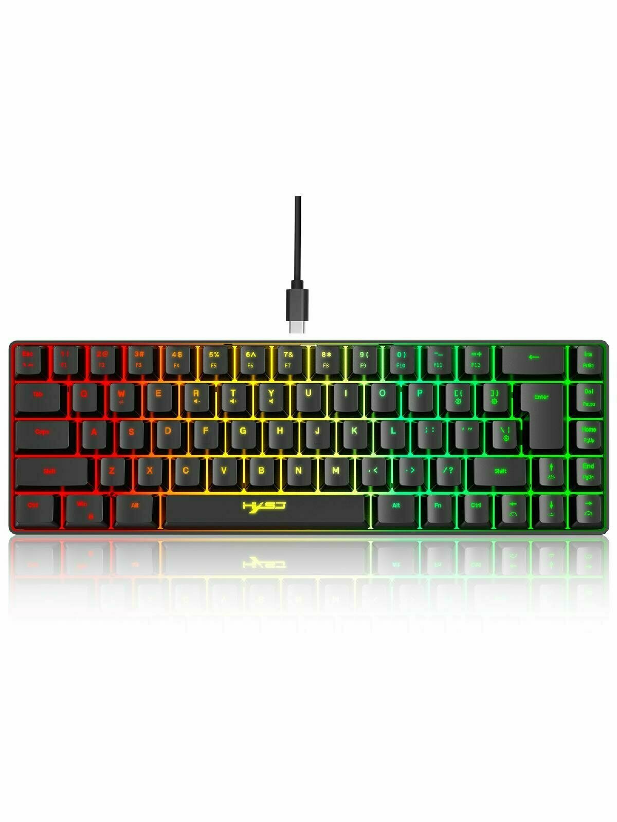 Mini RGB 60% Gaming Keyboard, 68 Keys Small Compact USB Wired Rainbow Light Up Backlit Gaming Keyboard for Laptop GamerMini RGB 60% Gaming Keyboard, 68 Keys Small Compact USB Wired Rainbow Light Up Backlit Gaming Keyboard for Laptop Gamer