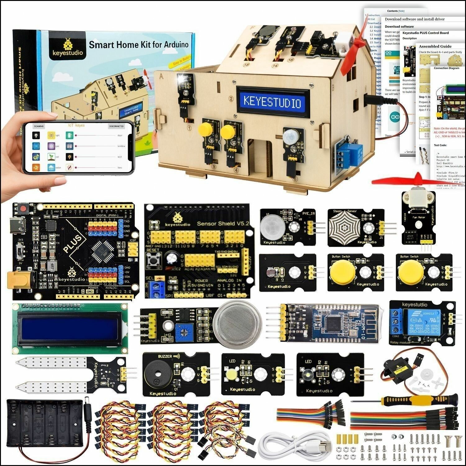 Keyestudio Комплект Smart IOT Home для стартового набора Arduino (с руководством на русском языке)