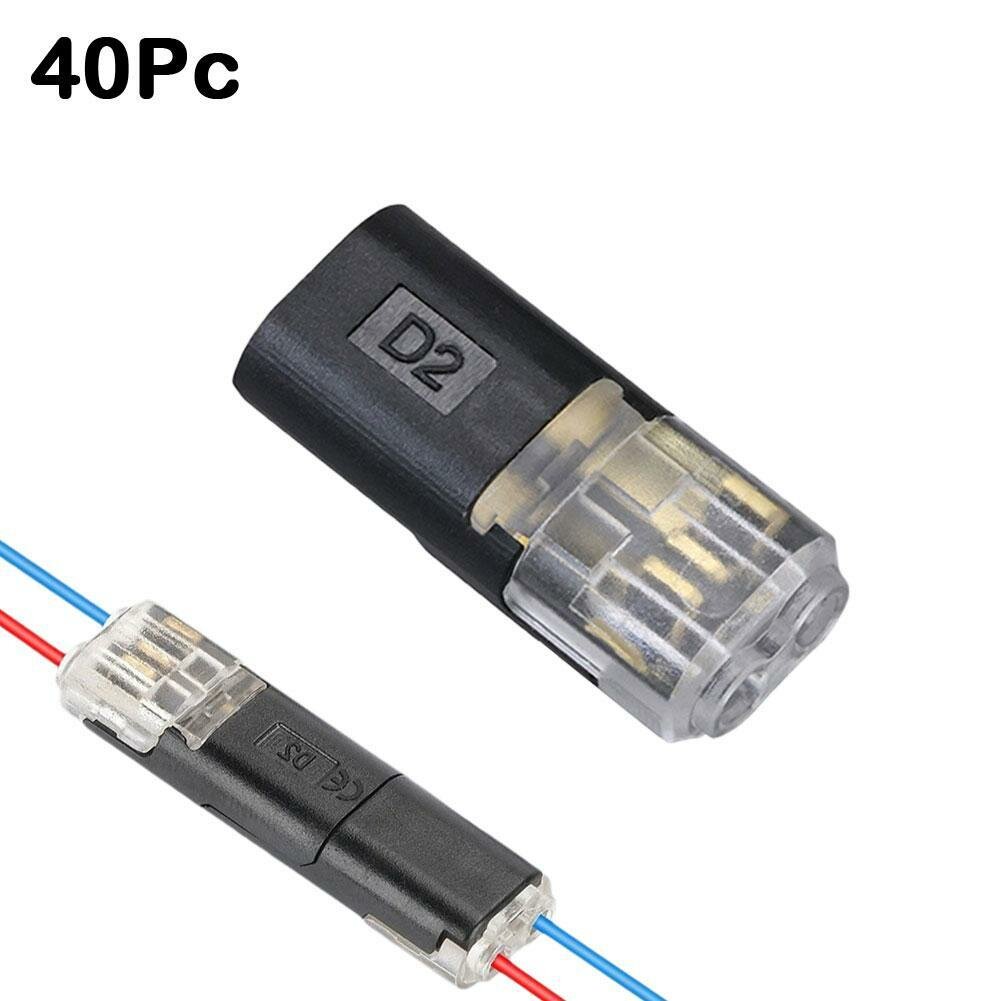 Клеммы для проводов соединительные 2-х контактные обжимные, 20 шт, проходные, автомобильные