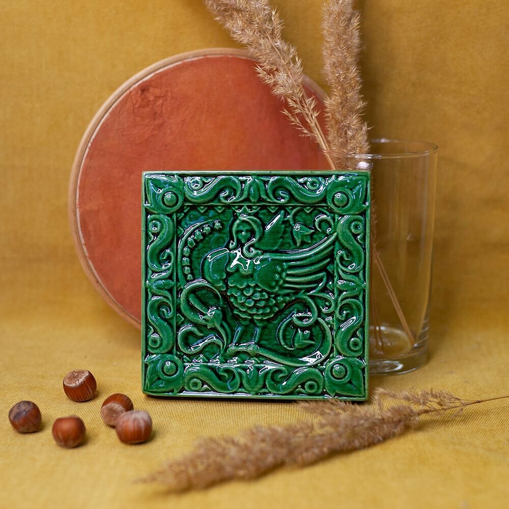 Изразец Сирин одноцветный зеленый