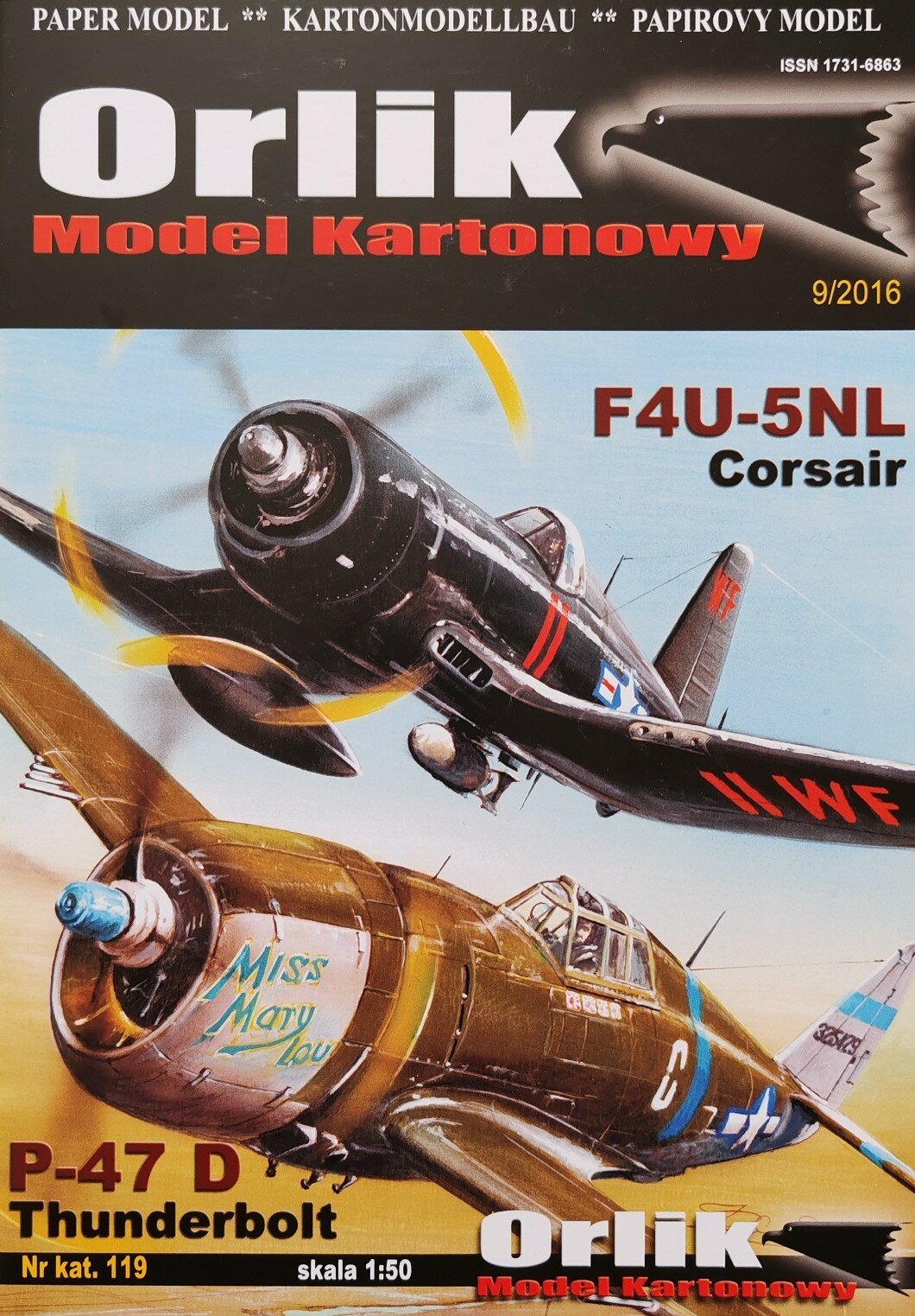 Сборная бумажная модель Самолеты Corsair и Thunderbolt - Orlik №119 (журнал)