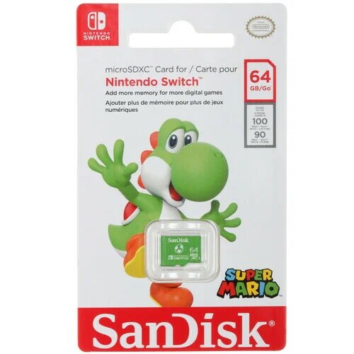 Карта памяти SanDisk microSDXC 64 ГБ для Nintendo Switch, "Super Mario"
