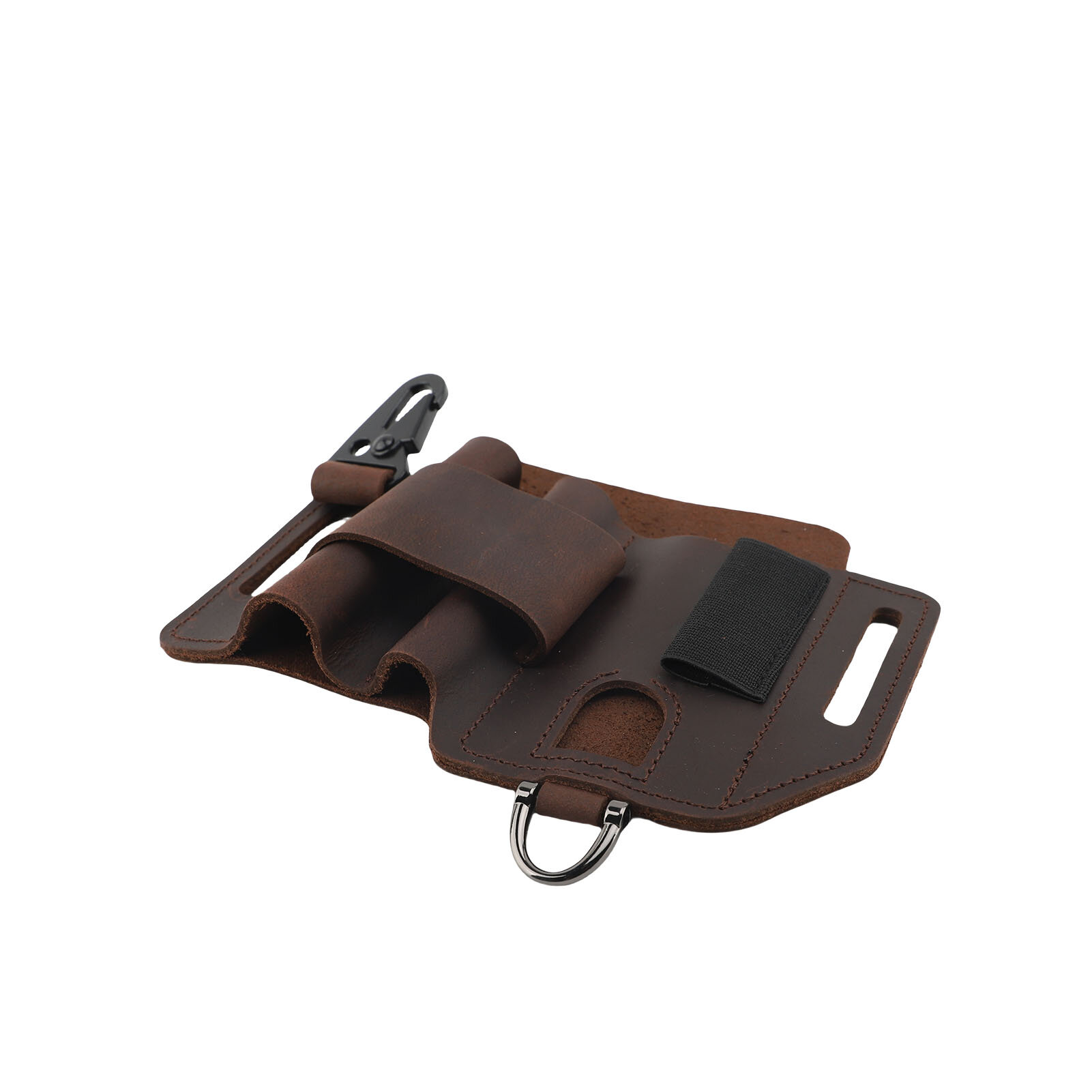 Кожаный водонепроницаемый чехол для многофункционального инструмента, стильный, для ношения на поясе, фонарика, ручки и брелока, коричневый.