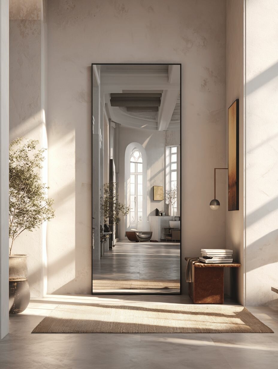 Зеркало в алюминиевой раме настенное ONE MIRROR 200х80 см. Черное