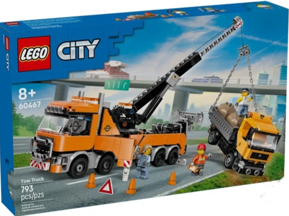 Конструктор LEGO City 60467 Сверхмощный тяжелый эвакуатор с краном, 793 дет, 3 минифигурки