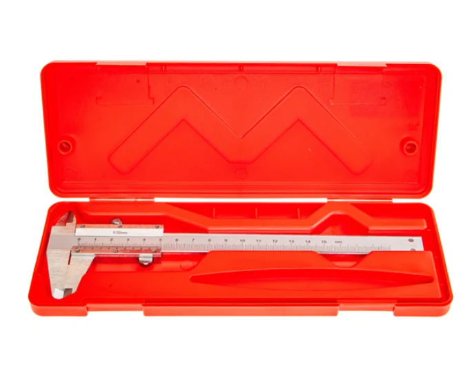 Штангенциркуль (0-150мм, 0.02мм; внутр. ø, наруж. ø + глубиномер), в пластиковом футляре эв
