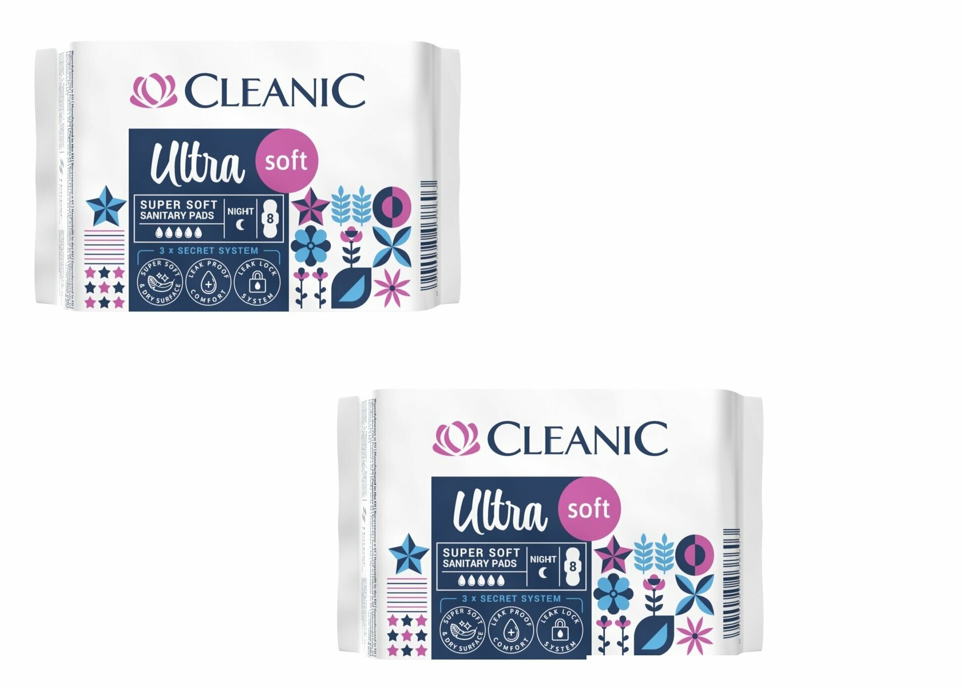 Прокладки гигиенические Cleanic Soft Ultra (ночь 4*) 8 шт 2упаковки