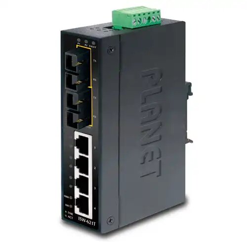 Коммутатор PLANET Technology "ISW-501T", для монтажа в DIN-рейку, 5 портов, IP30, защита от помех