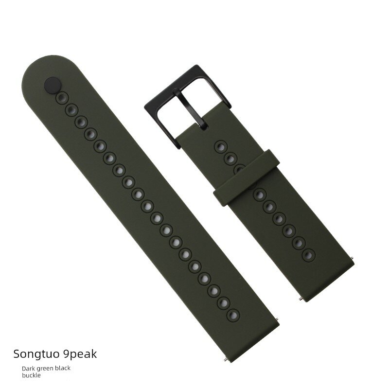 Suunto 9 Peak 22 мм темно-зеленая силиконовая браслет с черной пряжкой, стандартная посадка