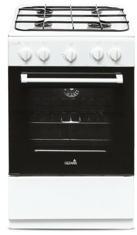 Плита газовая Cezaris ПГ 2150-04 белый, конфорок 4 шт, духовка 43 л, 51 см x 85 см x 55 см