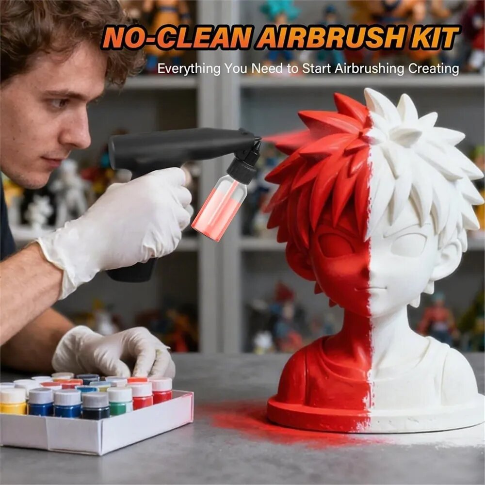 Набор аэрографа без необходимости очистки, 3 режима работы, перезаряжаемый портативный аэрограф, для моделирования, росписи, татуировок и пр