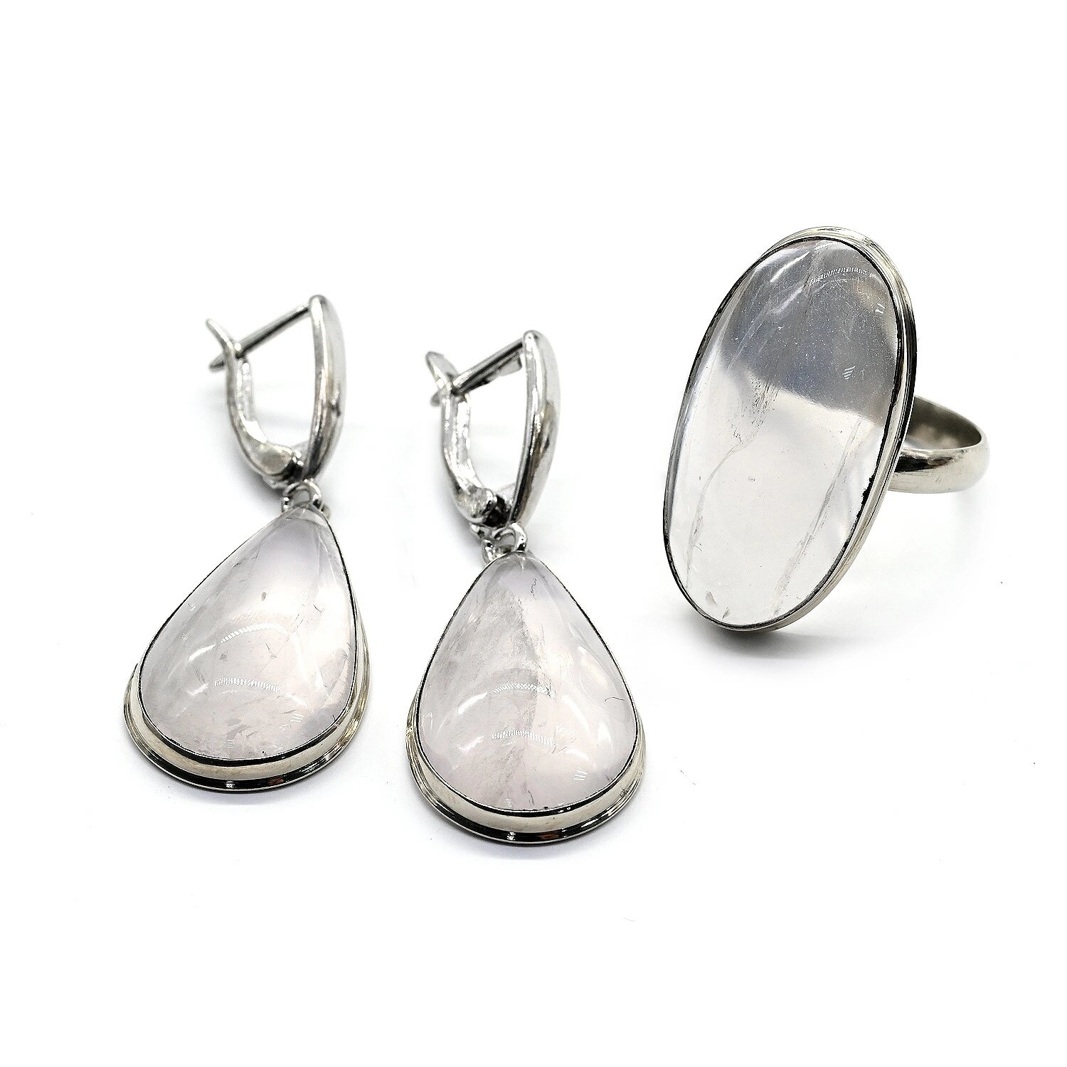 Серьги, розовый кварц