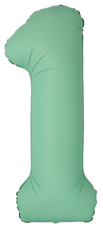Воздушный шар (40″/102 см) Цифра, 1 Slim, Мятный, Матовый, 1 шт