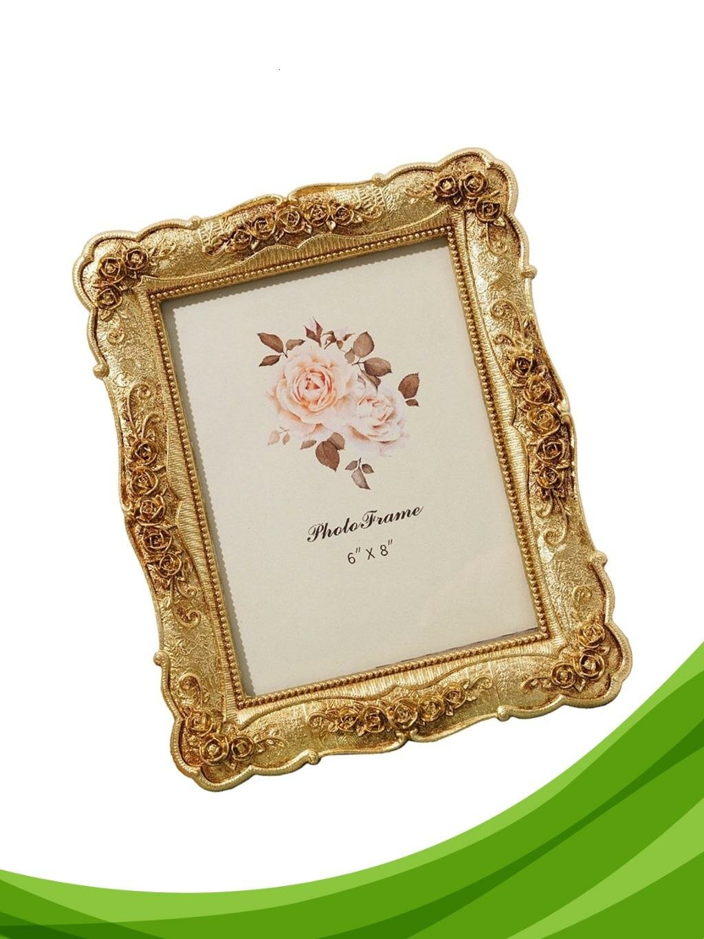 Антисковая золотая фоторамка из смолы, 8 дюймов