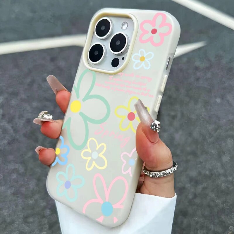 Противоударный чехол-накладка 2-в-1 с узором «Весенние цветы» и Галактика S24 +, Белый, White