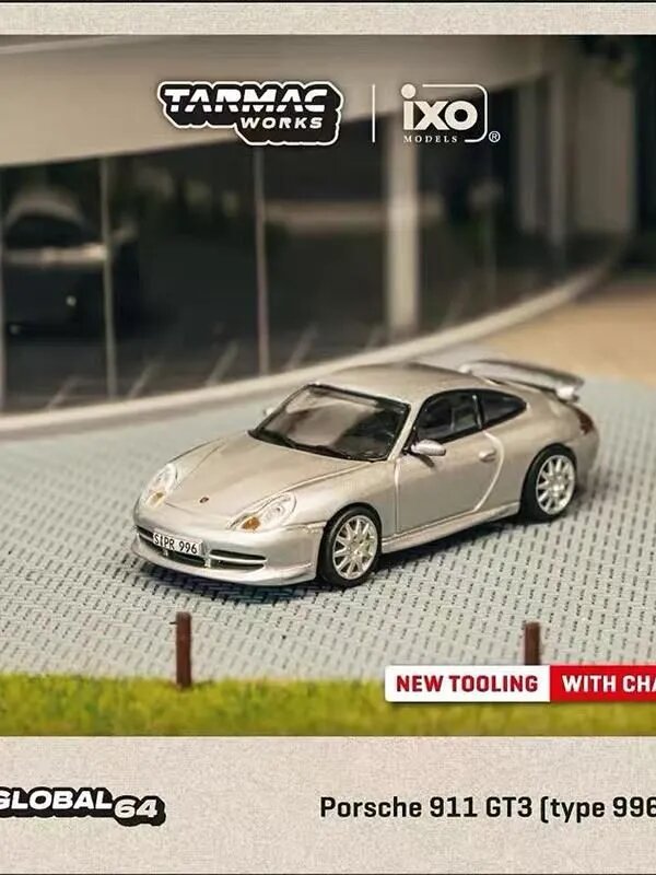 Машинка Tarmac Works TW 1 64 Porsche 911 GT3 (type 996) Silver T64G 069 SL Die cast Alloy Car Model