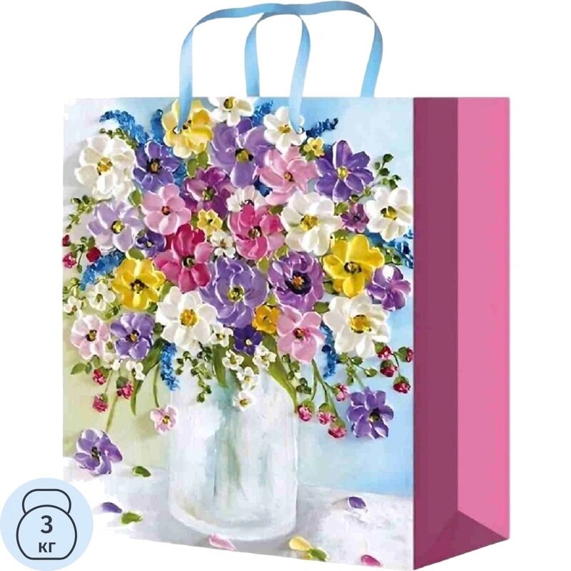Пакет подарочн глянц. лам.26,4x32,7x8(L)Красивые цветы в вазе,128г ПКП-0358