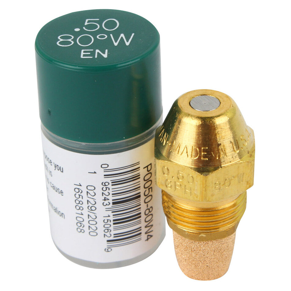 Форсунка Delavan 0.50GPH, 80W (4), P0050-80W4, W - образная форма распыла, угол 80 градусов, для дизеля — фото 1
