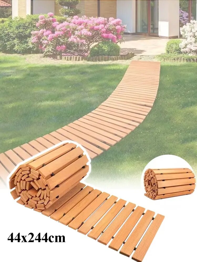 Садовый настил дорожка из натурального кедра 2.44x0.44м, коричневый, 15мм, не скользит