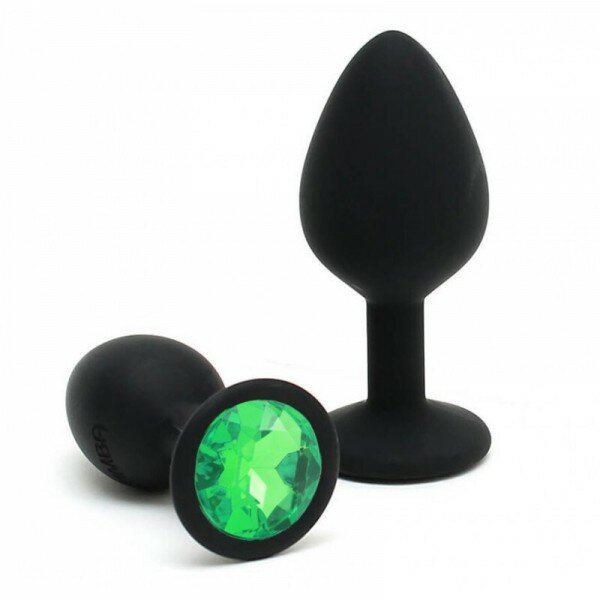 Силиконовая анальная пробка с кристаллом MMG SexToys Pluganale Piccolo Green 7 х 2,7 см