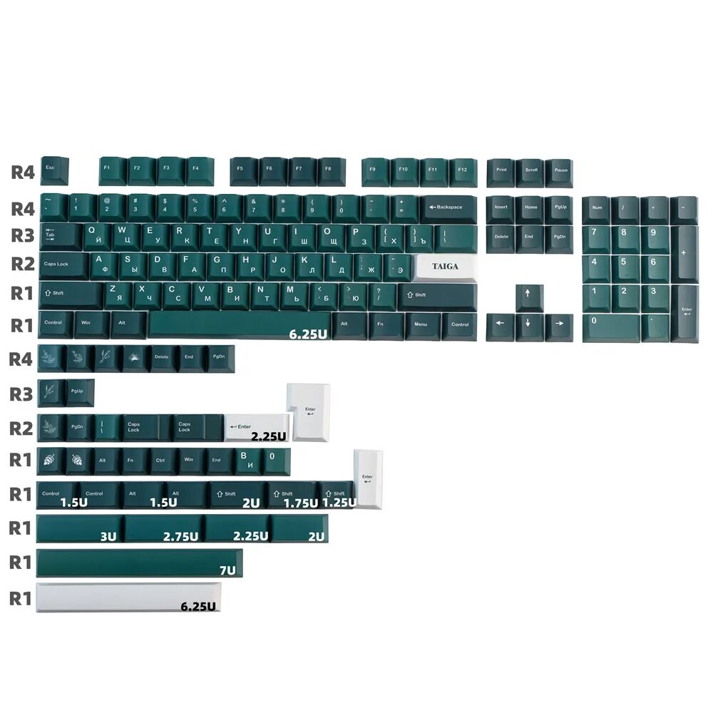 DYE FETISH GMK Clone Taiga Keycaps PBT Русский Вишневый Профиль ISO