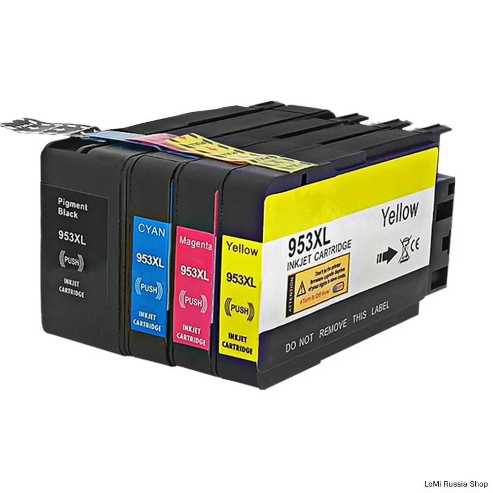 Комплект картриджей HP 953XL для струйного принтера HP OfficeJet Pro 7720 7730 7740 8210 8710 8720 8730 комплект, совместимый, Набор CMYK, 4 шт
