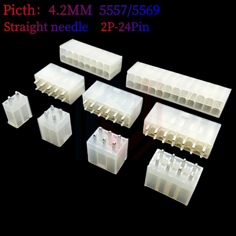 Разъем 5557/5569 2 мм двухрядный 2P/4P/6P/8P/10P/12P/24P 2x2P, Straight needle