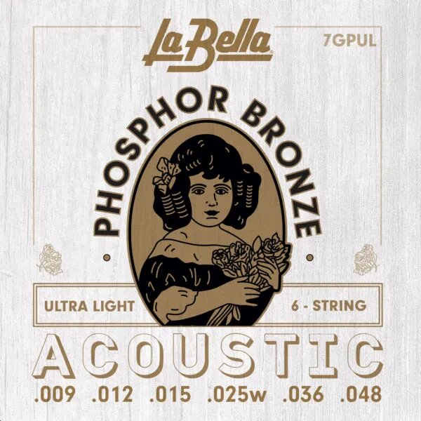 Струны для акустической гитары La Bella 7GPUL 9-48, бронза фосфорная