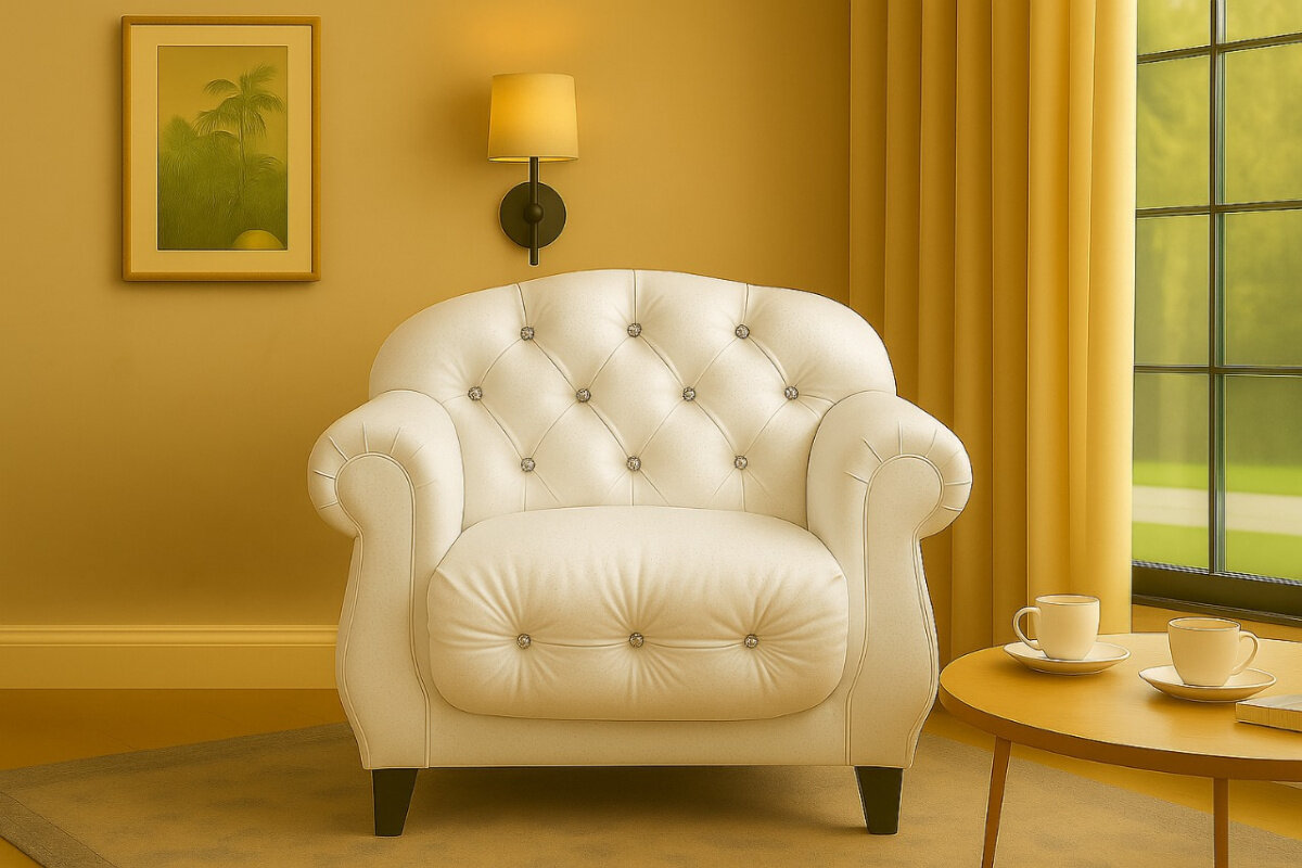 Кресло Честерфилд, Базовые ткани, Velutto Soft цвет Белый, 6 кг