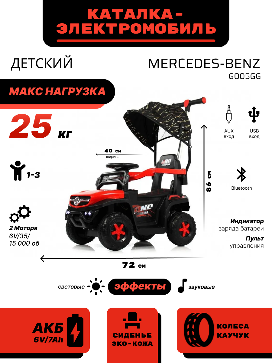 Детский электромобиль G005GG красный