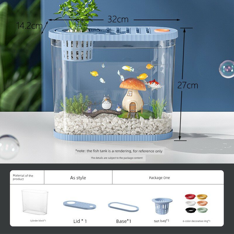 Настольный аквариум высокой модели с кислородным фильтром, синий цвет, базовый комплект (10-20 л)