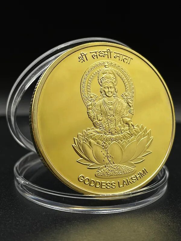 Цвет золотой Индийская богиня Лакшми (Lakshmi) Монеты