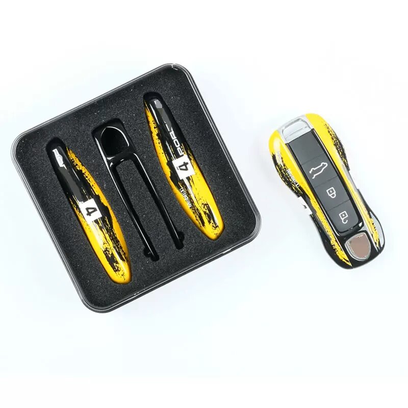 Новая версия 4 дизайн чехла для ключа от Porsche Panamera Cayenne Macan - черная кожа